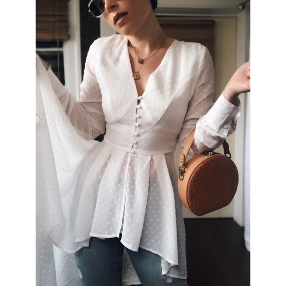 Tops | 1st Date White High Low Duster Top | Poshmark